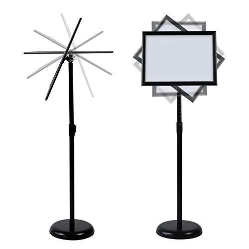 AltraTech Adjustable Sign Holder 2 Pack Aluminum 8.5” X 11” Lobby Sign Snap-Open Frame Sign Holder Stand With Both Vertical And Horizontal View For Store Display, Exhibition (Black