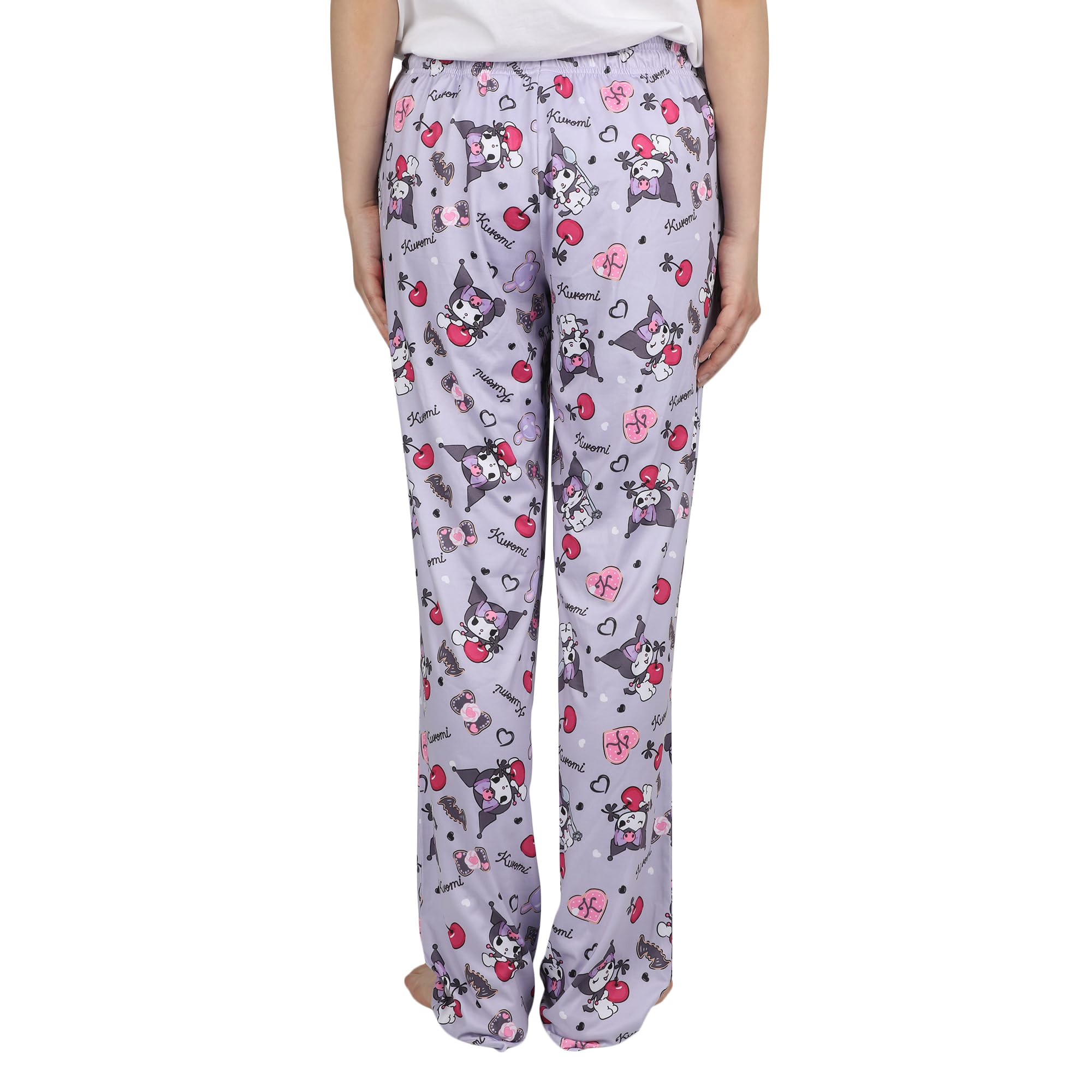 Kuromi Women's Punk Rabbit Allover Print Design Adult Lounge Pajama Pants for Men and Women, Small Grey