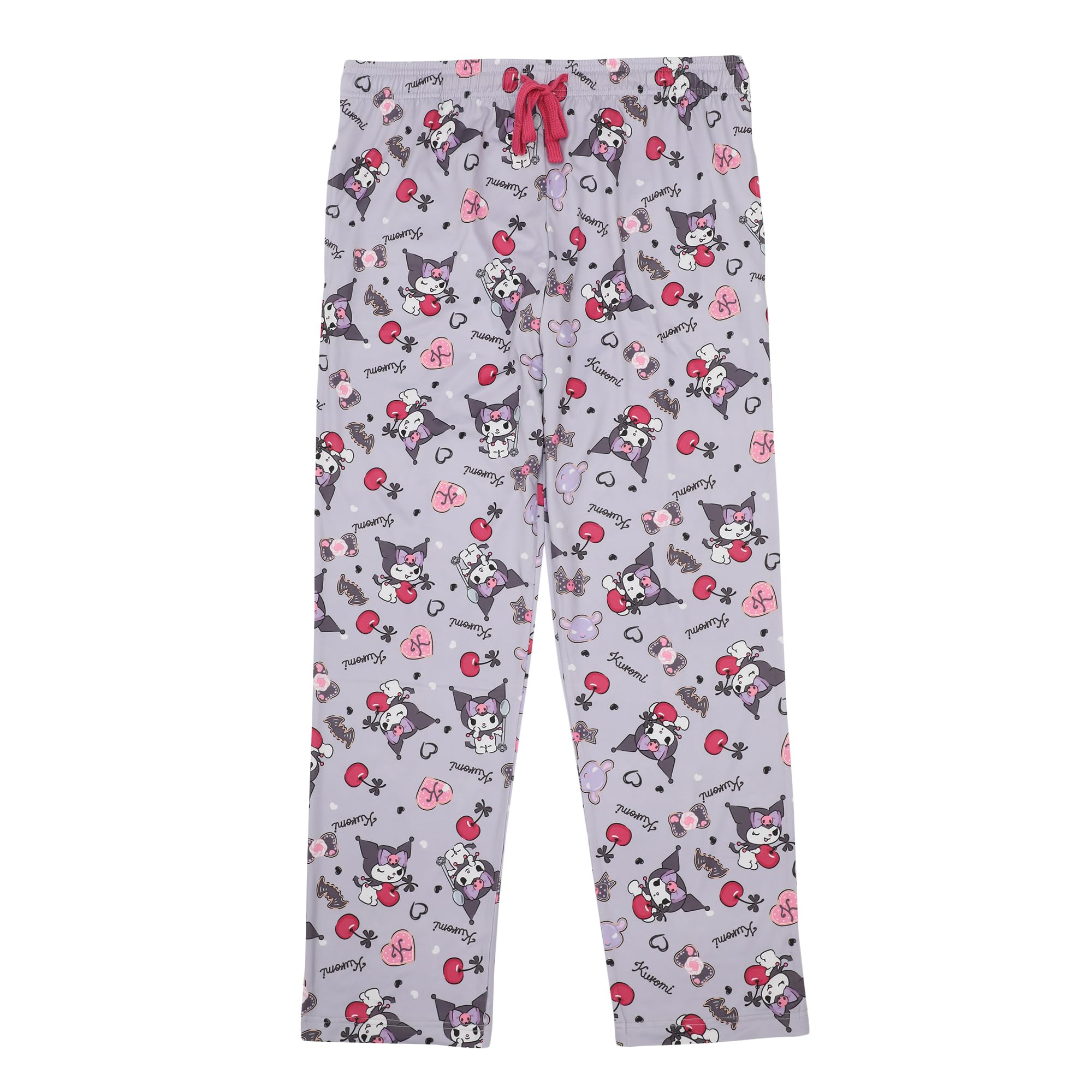 Kuromi Women's Punk Rabbit Allover Print Design Adult Lounge Pajama Pants for Men and Women, Small Grey