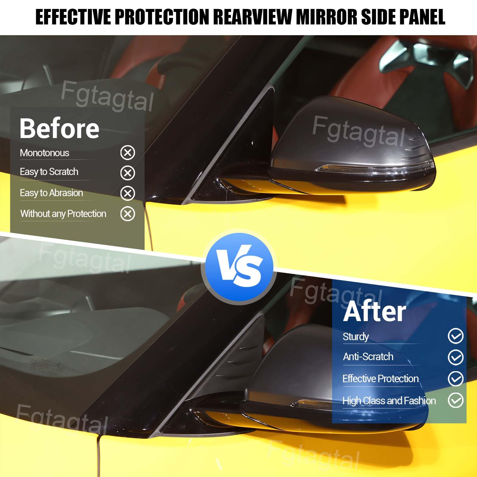 Fit for Toyota Supra GR A90 A91 MK5 2019-2024 ABS Rearview Mirror Side Spoiler Trim Cover Stickers, Channel The Car Air, Reduce The Wind Noise Inside The Car, 2PCS (Matte Black)