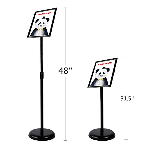AltraTech Adjustable Sign Holder 2 Pack Aluminum 8.5” X 11” Lobby Sign Snap-Open Frame Sign Holder Stand With Both Vertical And Horizontal View For Store Display, Exhibition (Black