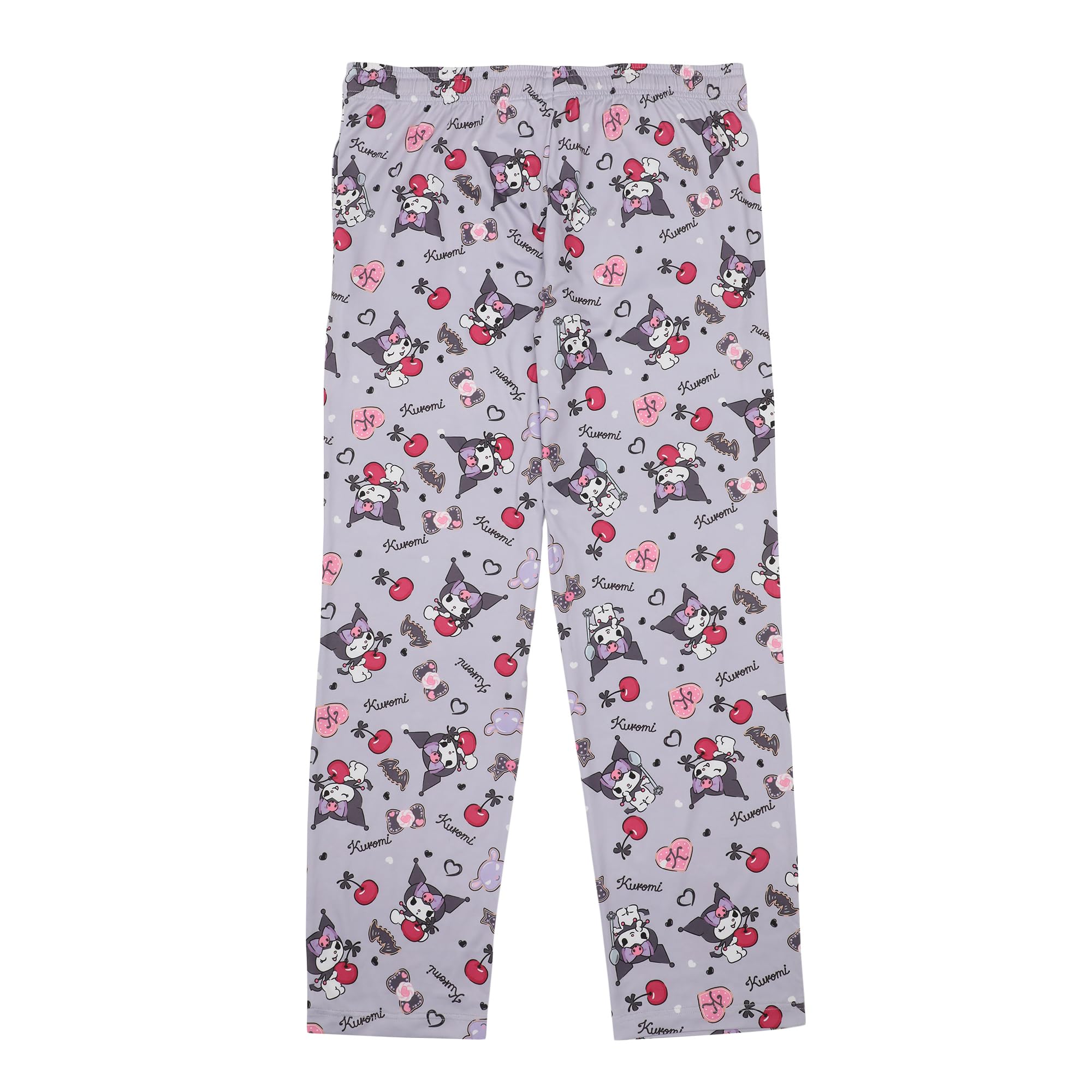 Kuromi Women's Punk Rabbit Allover Print Design Adult Lounge Pajama Pants for Men and Women, Small Grey