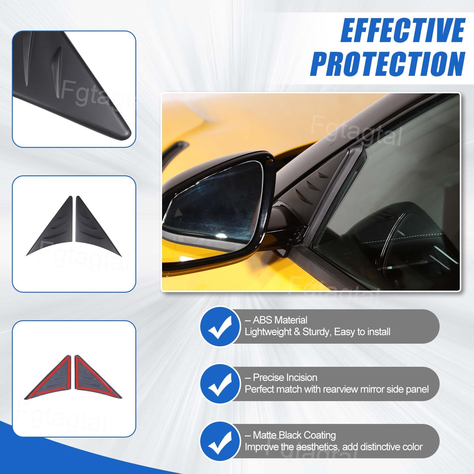 Fit for Toyota Supra GR A90 A91 MK5 2019-2024 ABS Rearview Mirror Side Spoiler Trim Cover Stickers, Channel The Car Air, Reduce The Wind Noise Inside The Car, 2PCS (Matte Black)