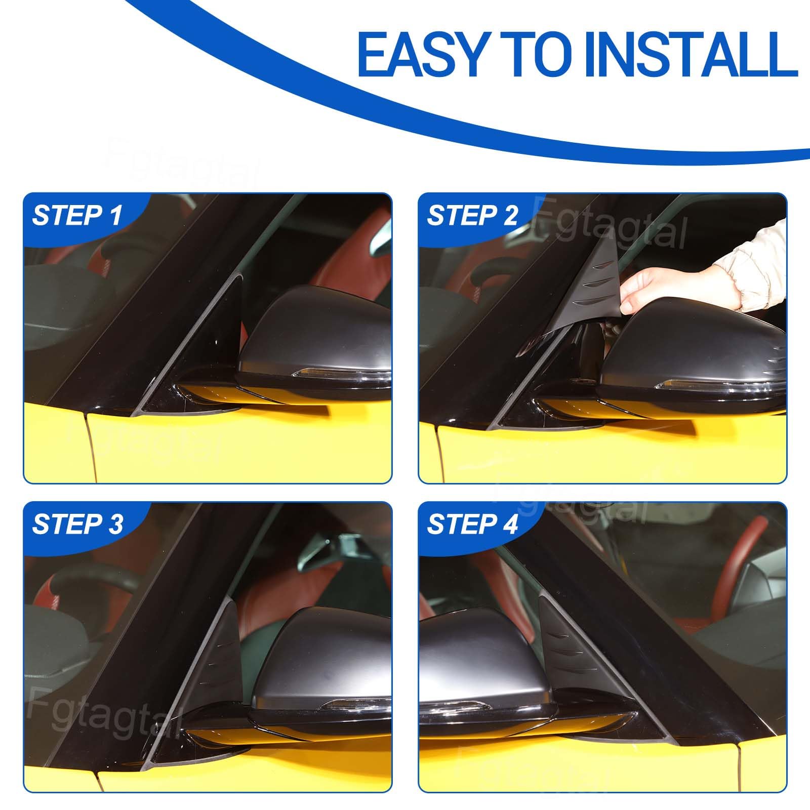 Fit for Toyota Supra GR A90 A91 MK5 2019-2024 ABS Rearview Mirror Side Spoiler Trim Cover Stickers, Channel The Car Air, Reduce The Wind Noise Inside The Car, 2PCS (Matte Black)