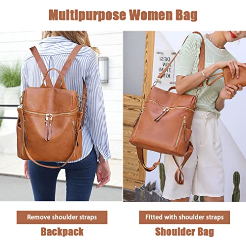 Meobvg Backpack Purse for Women, Shoulder Handbag Sets with Zipper Strap Satchel for Daily Travel(Blue)