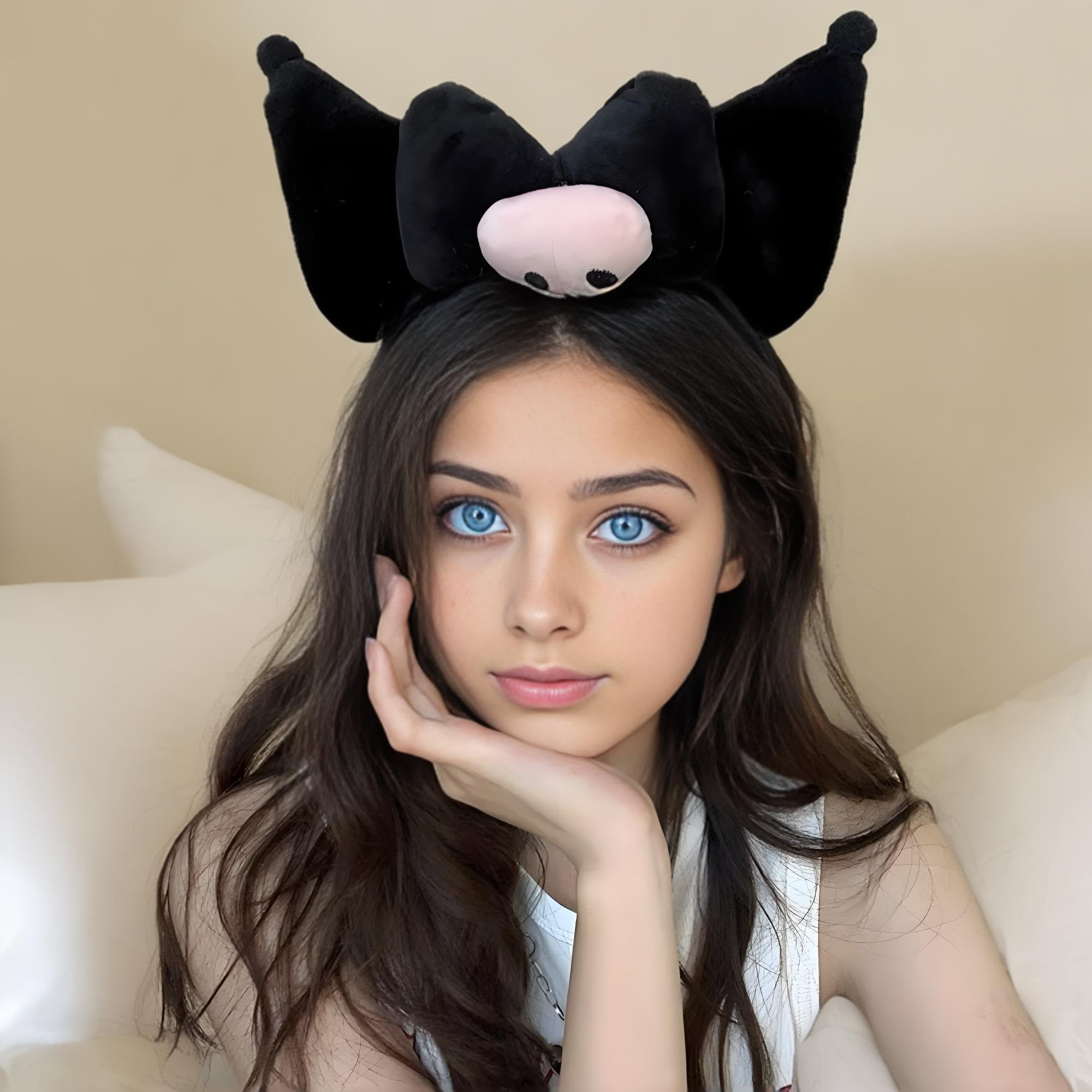 SMAROICE Kawaii Kuromi Gift Set including Cute Headbands Hair Tie Cosmetic Pouch Stickers Keychain Bracelets Necklaces