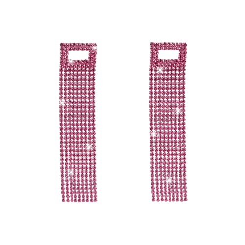 Supra Diamanto Long Tassel Dangle Drop Earrings for Women Girls, Fashion Punk Earrings Iron Alloy Hypoallergenic Earrings for Birthday Party Christmas Jewelry Gift (KE011RO)
