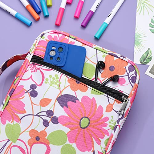 Floral Bible Cover, Carrying Book Case Church Bag Bible Protective with Handle and Zippered Pocket, for Men Women Father Kids 10.4" x7.8"x2.2"