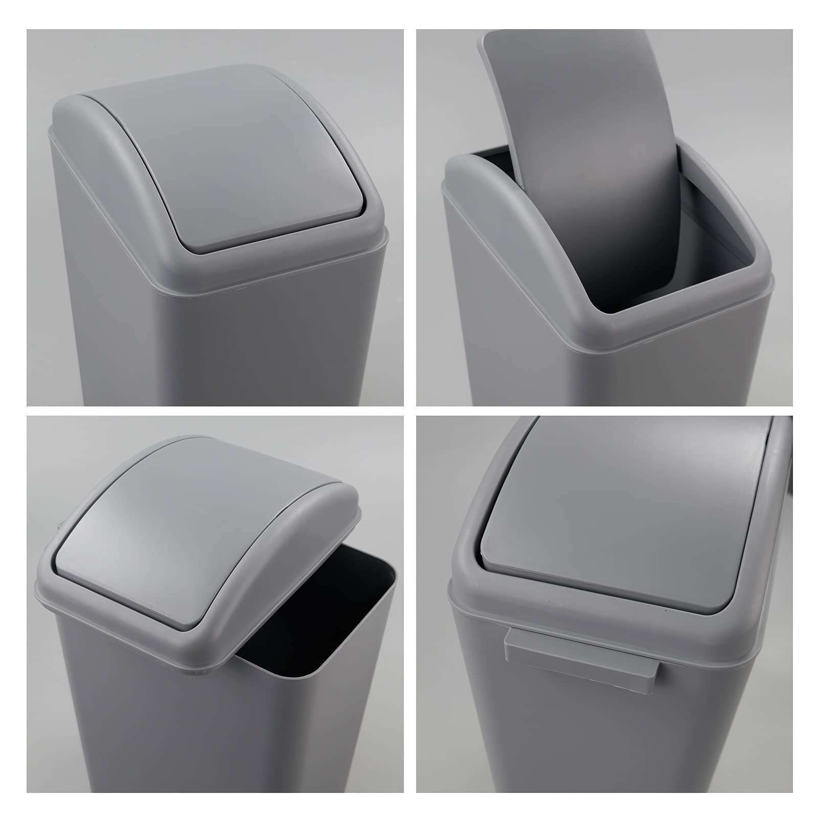 CAND 1 Pack Kitchen Garbage Can, Plastic Trash Can with Swing Lid, 16 L (Black)