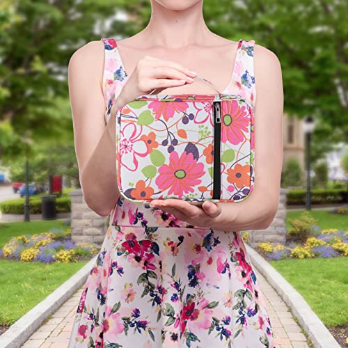 Floral Bible Cover, Carrying Book Case Church Bag Bible Protective with Handle and Zippered Pocket, for Men Women Father Kids 10.4" x7.8"x2.2"