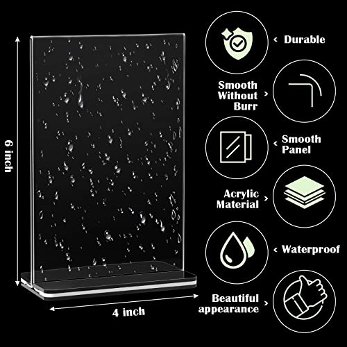24 Pack Acrylic Sign Holder 4 x 6 Inch Clear Table Sign Holder Double Sided T Shape Plastic Desktop Display Holder Vertical Menu Stand Business Store Sign Holders for Wedding School Office Hotel Party