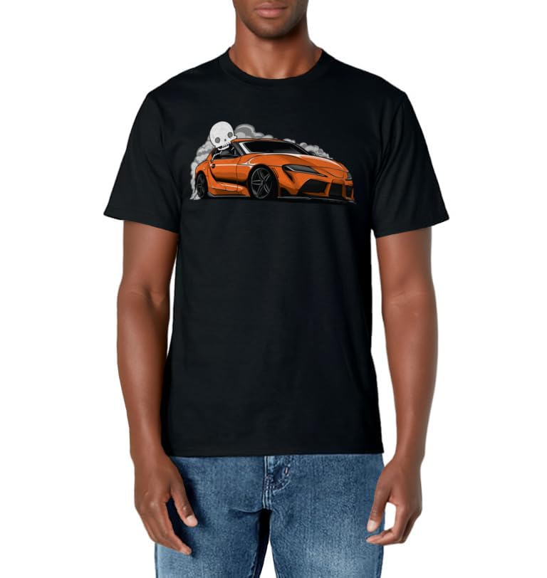 Spooky Halloween JDM MK5 GR Supra Skeleton Illustrated T-Shirt