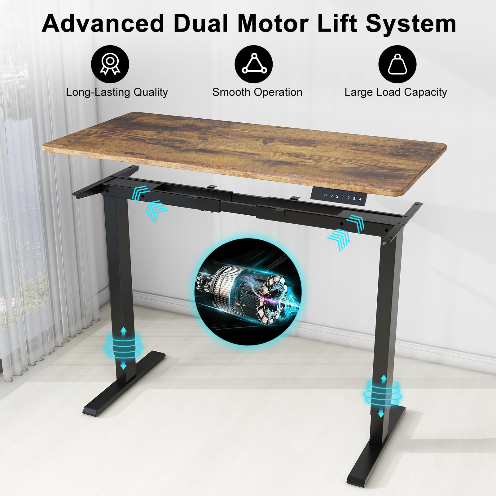 Win Up Time Standing Desk Frame, Electric Stand Up Desk Frame, Height Adjustable Electric Standing Desk Frame, Adjustable Height Desk Frame for Home & Office Table Black
