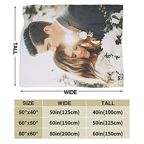 QETXVI Custom Blanket with Photos Text Customized Blanket Personalized Flannel Throw Blankets for Adult Kid Birthday Christmas Halloween Fathers Mothers Valentines Day Gift - 40"x 50"