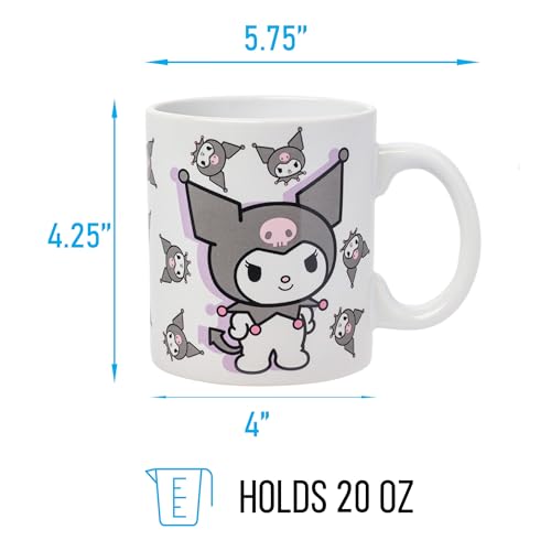 Silver Buffalo Sanrio Hello Kitty and Friends Kuromi Poses Ceramic Mug, 20 Ounces