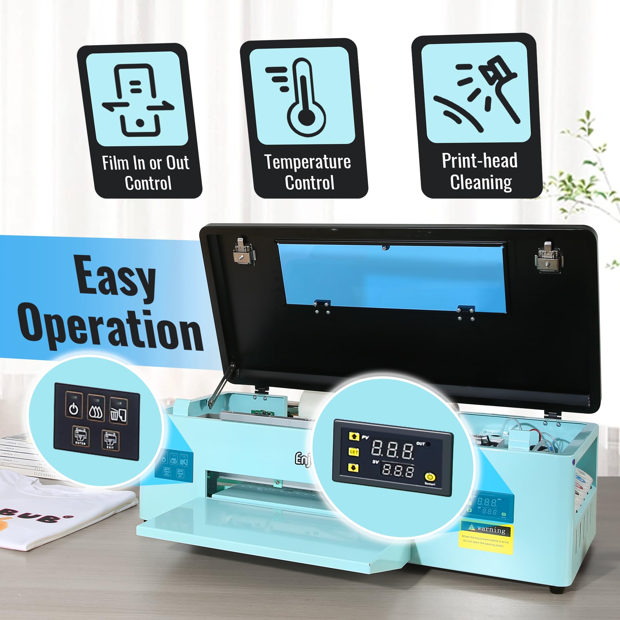 EnjoyColor A3+ DTF Transfer Printer 100% Transfer Rate for DIY Print T-Shirts, Leather, Other Textile (Printer + Software + 5x250ml Ink + 1xRoll of Film), A3 DTF PRINTER