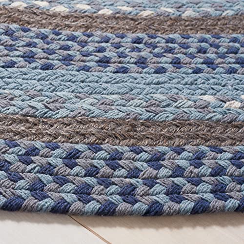 SAFAVIEH Braided Collection 6' Round Blue/Grey BRD257M Flatweave Country Rustic Farmhouse Reversible Cotton Area Rug