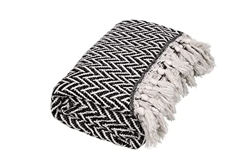 EVALAND 56 x 79 INCHES Turkish Cotton Blanket and Throw Blanket, Machine-Washed, Comfy Bed Blanket, Bed Throw, Super Soft Blankets and Throws for Couch, Sofa, Bed, Traveling, Black