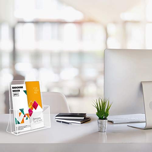 NIUBEE Acrylic Brochure Holder 8.5 x 11 inches 2 Pack, Clear Acrylic Literature Holder Plastic Flyer Display Stand, Acrylic Countertop Organizer for Magazine, Pamphlet, Booklets, Menu, Journals