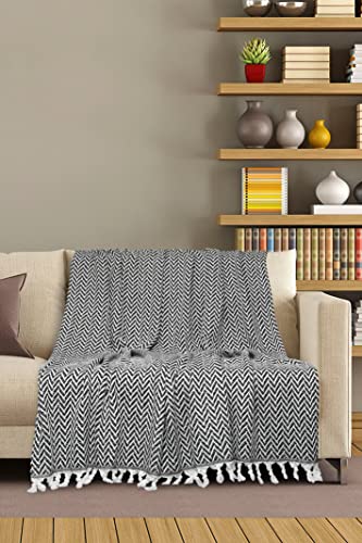 EVALAND 56 x 79 INCHES Turkish Cotton Blanket and Throw Blanket, Machine-Washed, Comfy Bed Blanket, Bed Throw, Super Soft Blankets and Throws for Couch, Sofa, Bed, Traveling, Black