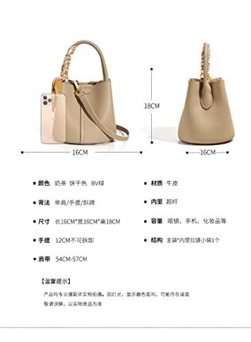 Leather Texture Bucket Bag Ladies Tote Bag Large Capacity Cross-Body Cabbage Basket Bag green
