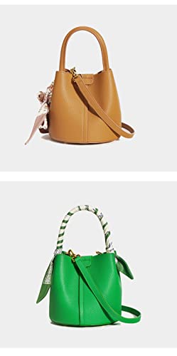 Leather Texture Bucket Bag Ladies Tote Bag Large Capacity Cross-Body Cabbage Basket Bag green