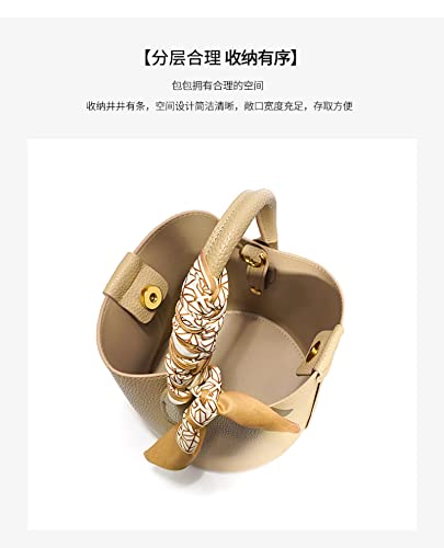 Leather Texture Bucket Bag Ladies Tote Bag Large Capacity Cross-Body Cabbage Basket Bag green