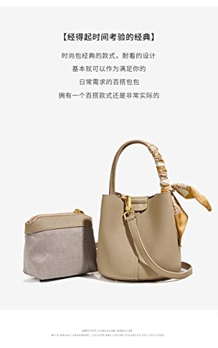 Leather Texture Bucket Bag Ladies Tote Bag Large Capacity Cross-Body Cabbage Basket Bag green