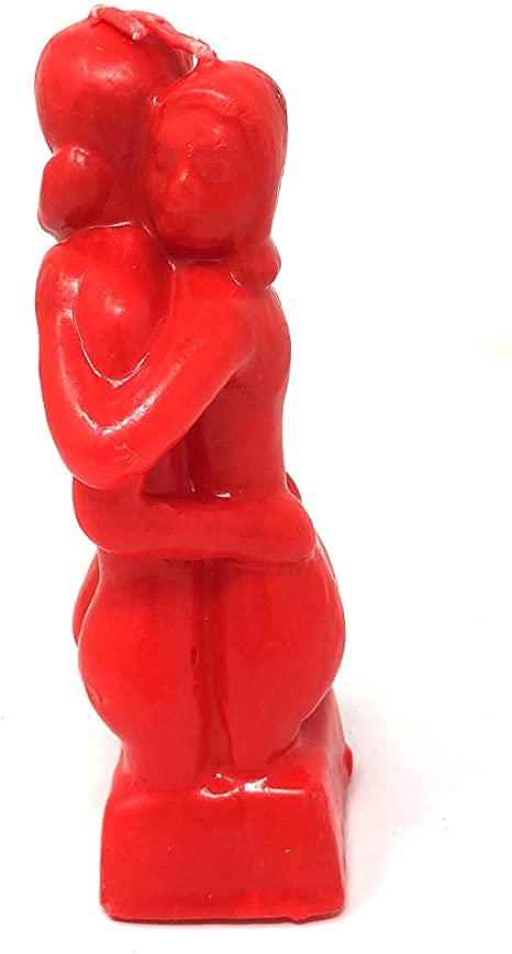 Erotic Couple Hugging Lover Figure Ritual Image Love Spell Candle Fall in Love with me - Adam & Eve - Love Ritual 5 inches (Red)