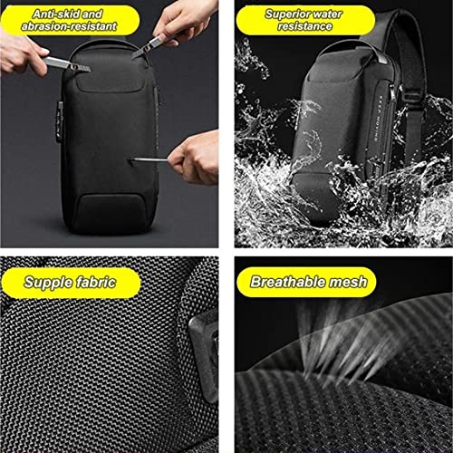 Wenini USB Charging Sport Sling Anti-Theft Shoulder Bag,one Shoulder Satchel Water-Repellent and Drop-Resistant Material, Black