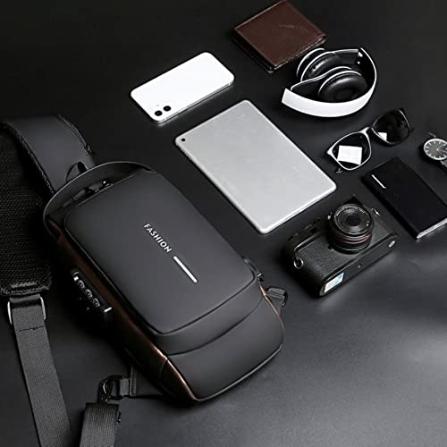 Wenini USB Charging Sport Sling Anti-Theft Shoulder Bag,one Shoulder Satchel Water-Repellent and Drop-Resistant Material, Black