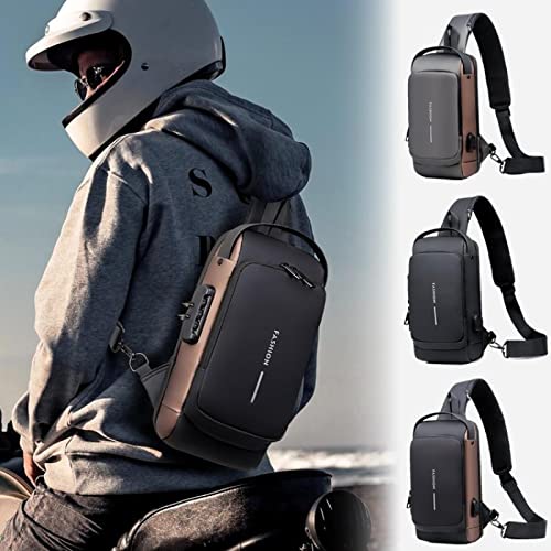 Wenini USB Charging Sport Sling Anti-Theft Shoulder Bag,one Shoulder Satchel Water-Repellent and Drop-Resistant Material, Black