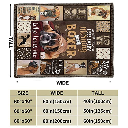 Tupmnbry Boxer Dog Blanket Cute Puppy Throw Blanket Super Soft Flannel Throw Blanket Lightweight Fluffy Plush Fuzzy Bed Blanket for Cute Pet 50"X60"