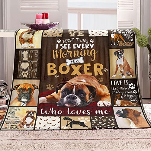 Tupmnbry Boxer Dog Blanket Cute Puppy Throw Blanket Super Soft Flannel Throw Blanket Lightweight Fluffy Plush Fuzzy Bed Blanket for Cute Pet 50"X60"