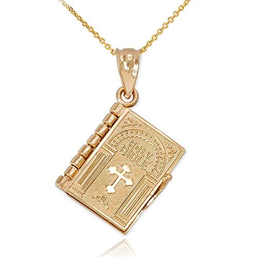 QYAJS Pendant Christian Miniature Readable Bible Necklace Holy Bible Book Pendant Necklace Prayer Christian Scripture 1.57inch (Chain Length 23.6inch)