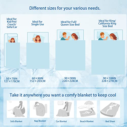 OIGAE Cooling Blanket with Double Sided Cold Effect Bed Throw for Hot Sleepers Night Sweats,Japanese Q-Max 0.5 MICA Cooling Fiber,Skin-Friendly, Breathable,Always Stays Cold,Throw Size