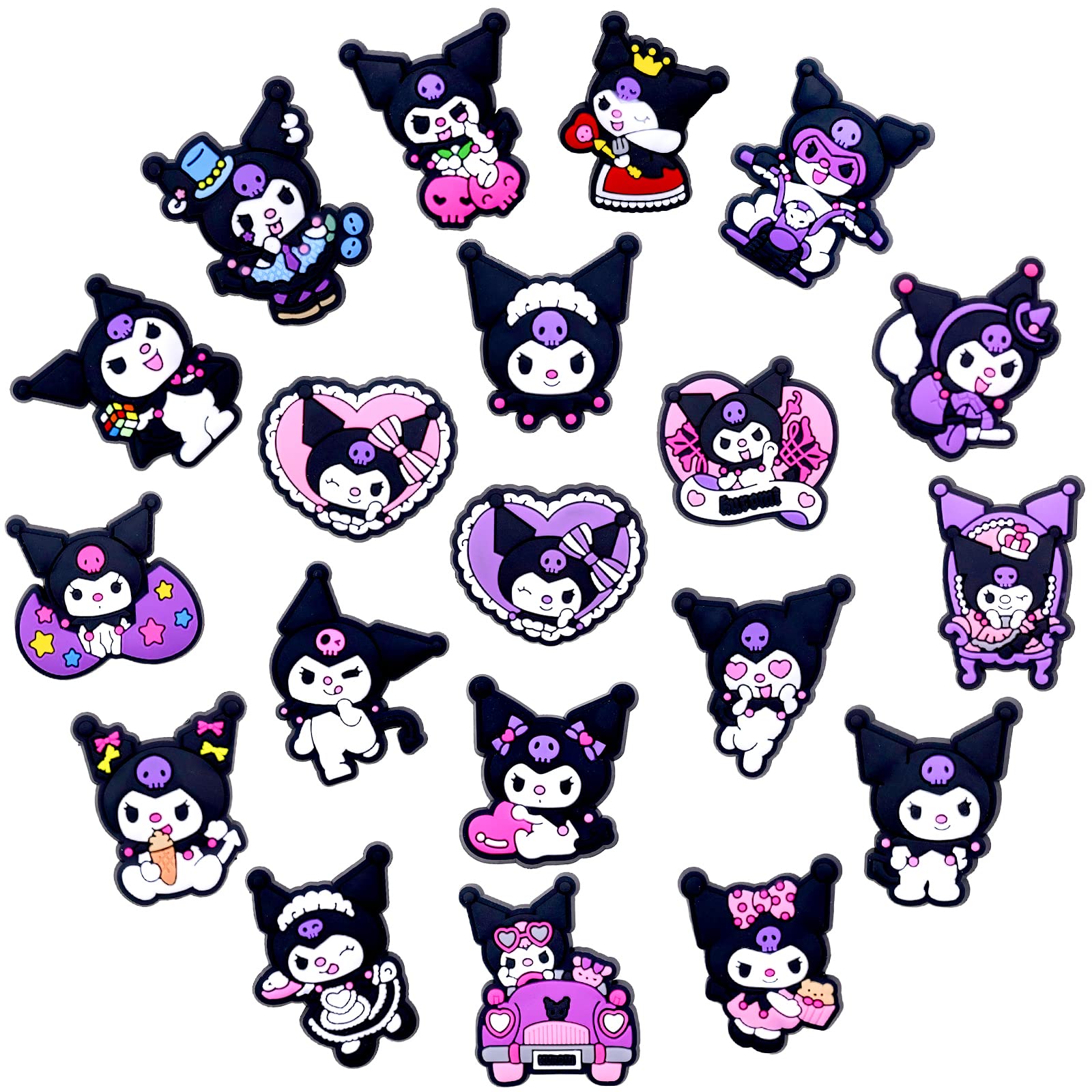 Fvrkiafa 20 PCS Shoe Charms for Girls Kids Women Teens, Girly Cute Kawaii Shoe Pins Accessories Decorations, Party Favors Birthday Gifts Cute Stuff