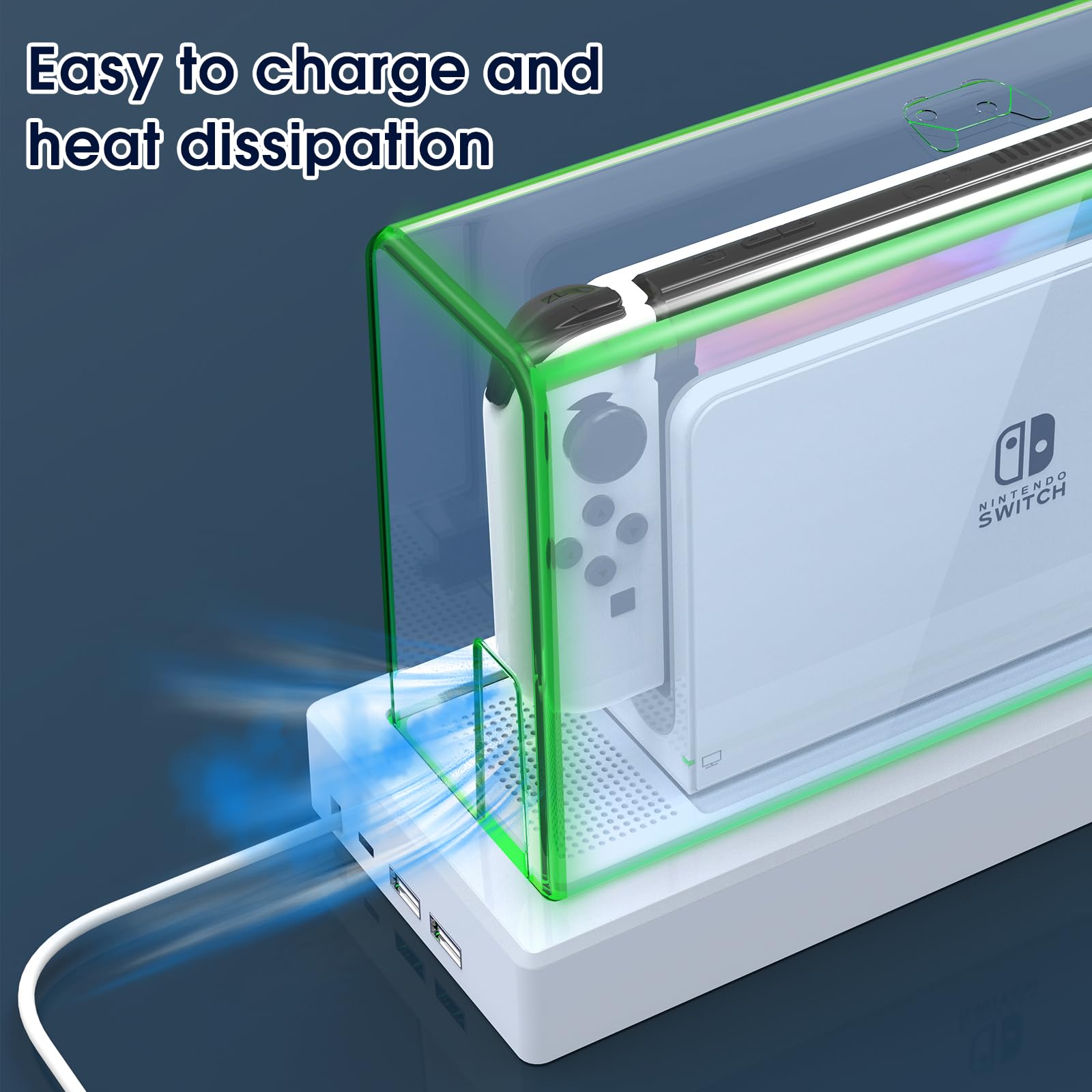 Mooroer Dust Cover with 16 LED Colors Light Base for Nintendo Switch/OLED, Acrylic Clear Display Box Anti-Scratch Waterproof Slim Dock Case, Cool Switch Accessories