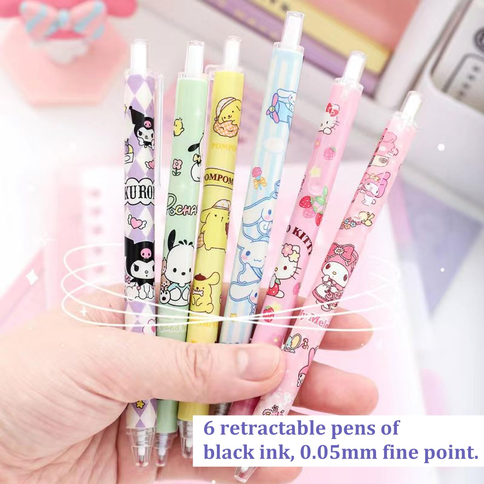 Koiswim Cute School Supplies Kawaii Stationery Gift Set, Including Gel Pens Notebook Pencil Cse Stickers Pins Badge Lanyard Sticky Note Bookmark (K)