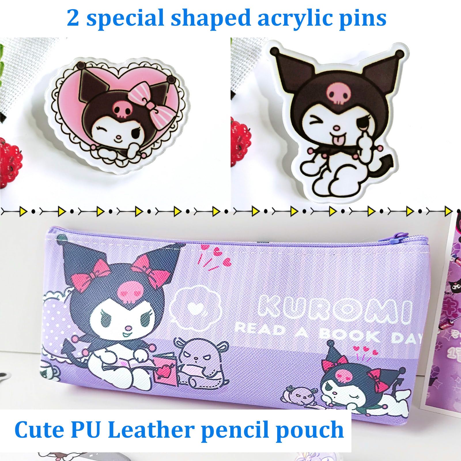 Koiswim Cute School Supplies Kawaii Stationery Gift Set, Including Gel Pens Notebook Pencil Cse Stickers Pins Badge Lanyard Sticky Note Bookmark (K)
