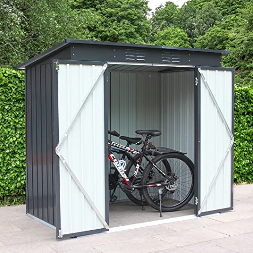Storage Sheds 6' x 4' Outdoor Metal Storage Shed Galvanized Steel Garden Shed with Lockable Doors and Air Vent,Utility Storage Shed & Outdoor Backyard Storage Shed for Garden,Patio,Black