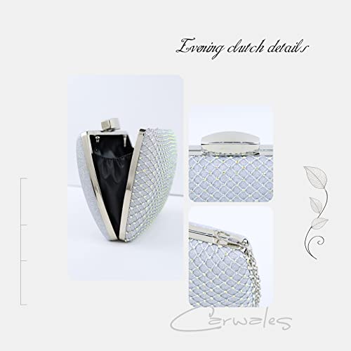 Bellawish Clutch Purse Rhinestone Silver Clutch Evening Formal Crystal Bag Wedding Purse Party Bridal HandBags for Women(Silver)