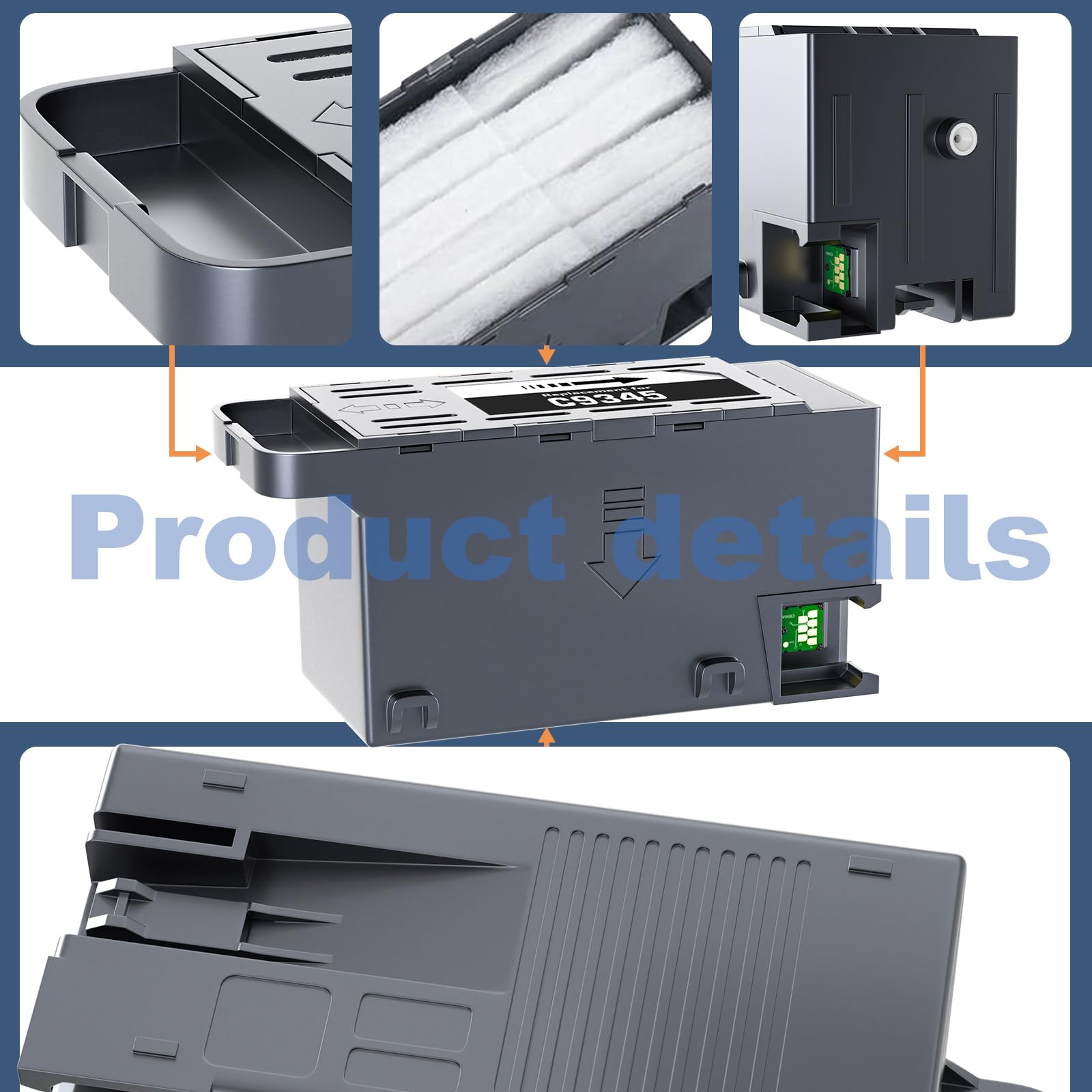 OFFICENTER C9345 Ink Maintenance Box for EcoTank ET-16600 ET-16650 WF-7840 ET-5850 ET-8550 WF-7310 WF-7820 ET-5880 ET-5800 ET-8500 EC-C7000 ST-C8000 ST-C8090 Printer
