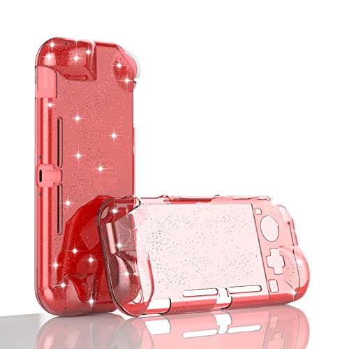 Switch lite Clear Protective Case, Switch lite Glitter Hard Case - Coral