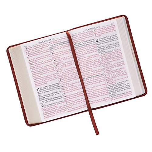 Personalized Bible Small Compact KJV Holy Bible Compact LuxLeather Brown King James Version Bible Custom Made Gift for Baptism Christenings Birthdays Celebrations Holidays