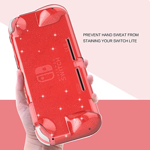 Switch lite Clear Protective Case, Switch lite Glitter Hard Case - Coral