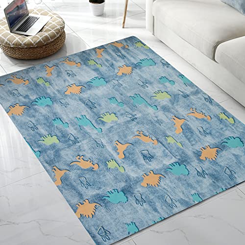 QH Seamless Dinosaur Pattern Glow in The Dark Area Rug Area Rug for Living Room Bedroom Playing Room Size 5'x6'
