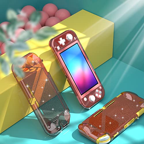 Switch lite Clear Protective Case, Switch lite Glitter Hard Case - Coral
