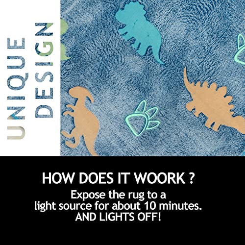 QH Seamless Dinosaur Pattern Glow in The Dark Area Rug Area Rug for Living Room Bedroom Playing Room Size 5'x6'