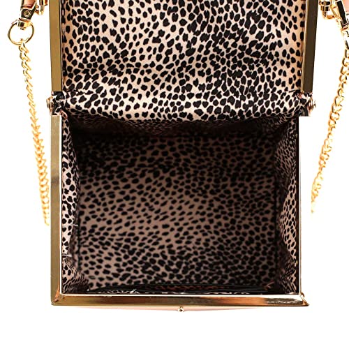 Small Medium Top Handle Square Frame Clutch Purse Crossbody Bag (zBlack)